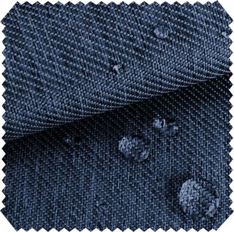 Novely Oxford 350D Outdoor-Stoff im Leinen-Look - Mélange Polsterstoff - Wasserabweisende Meterware 1lfm | Farbe: 25 Navy Dunkelblau