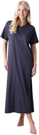 Camille Nuisette pour Femme 100% Coton Bio - Chemise de Nuit Longue en Coton l&eacute;ger &agrave; Motif Floral Coupe d&eacute;contract&eacute;e Style Maxi avec Manches Courtes, Pois Ble