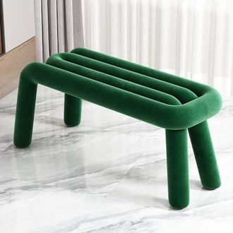 Generic Ottomanenbank Aus Samt for Den Eingangsbereich - Moderner Gepolsterter Fußhocker for Schlafzimmer, Wohnzimmer, Flur(Green)
