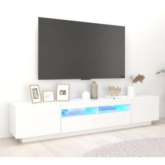 vidaXL Vidaxl - Meuble tv avec lumi&egrave;res led Blanc 200x35x40 cm