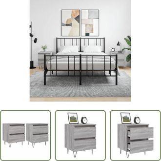 vidaXL vidaXL Nachttisch 2 St&uuml;ck - Nachttische 2 Stk. Grau Sonoma 40x35x50 cm Holzwerkstoff