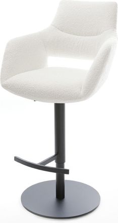 DELIFE Barstuhl Yago-Flex Boucl&eacute; Creme-Wei&szlig; Drehfu&szlig; h&ouml;henverstellbar Metall Schwarz Taschenfederkern, Barst&uuml;hle