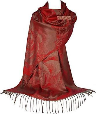 GFM femme &eacute;charpe style pashmina - S11-Rouge Marron - (PASH-AH155-VLLKEK)