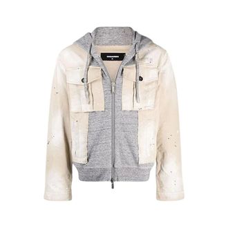 Dsquared2 Femme, Vestes, Gris, Taille: 42 FR Veste Casual à Panneaux Contrastés