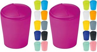 MSV Spirella Kosmetikeimer Move Abfalleimer Schwingdeckeleimer | Kunststoff | 2 Liter und 5 Liter |Pink (Packung mit 2)