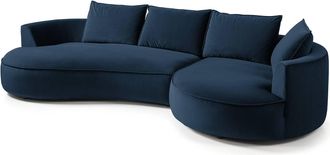 Studio Copenhagen home24 Bigsofa Blau Samt Shyla 322 x 82 x 154cm Ausrichtung rechts Modern
