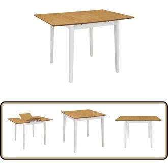 vidaXL Esstisch Ausziehbar Weiß (80-120)x80x74 cm mdf - Esstisch - Holztisch - Ausziehbares Möbel - Wohnzimmer Dekoration - Rustikal