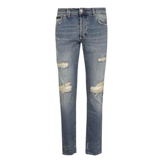 Philipp Plein Homme, Jeans, Bleu, Taille: W33 Pantalon en denim bleu azur coupe skinny