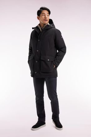 Eden Park Parka Courte En Nylon Noir &Agrave; Poches Plaqu&eacute;es