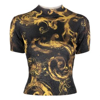 Versace Jeans Couture Barocco-Print-Stricktop in Schwarz - - Tops - Damen - Schwarzk - XS
