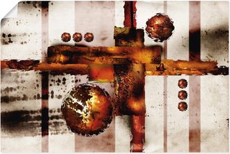 Artland Wanddeko Poster & Kunstdrucke Wandposter 90x60 cm Querformat Abstrakt Muster geometrische Formen Streifen Säulen Farbe Kreise Tupfer U4IH