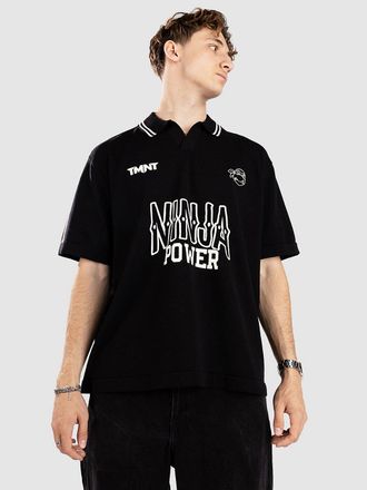 Redefined Rebel CCTurtles Knit Boxy Fit Polo Shirt black