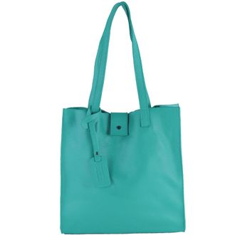 modamoda.de T247 - Ital. Leder Shopper mit herausnehmbarer Innentasche, Farbe:T&uuml;rkisblau