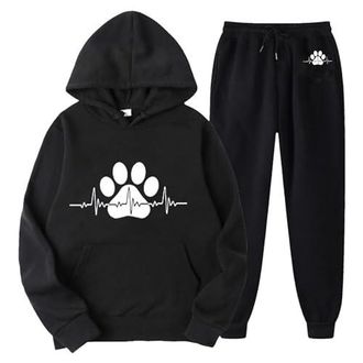 Generic Surv&ecirc;tement 2 pi&egrave;ces assorti &agrave; manches longues pour femme pour la Saint-Valentin 2026, Noir, XXL