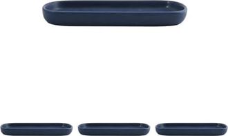 MSV Ablageschale Keramik Bad Organizer Maonie Teller f&uuml;r Obst, Tee, Kosmetik, Schmuck, oval f&uuml;r Waschtisch, Badezimmer, Schr&auml;nke - matt Dunkelblau (Packun