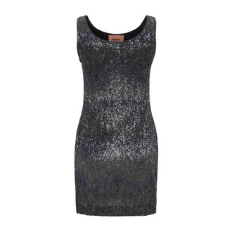 Missoni Femme, Robes, Multicolore, Taille: 32 FR Robe courte en maille m&eacute;tallis&eacute;e