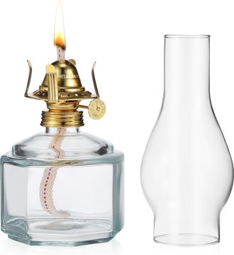 BESPORTBLE SHINEOFI Retro Glas &Ouml;llampe mit Windgesch&uuml;tztem Lampenschirm Dekorative Vintage Kerosinlampe f&uuml;r Innen Au&szlig;enbereich Tragbar f&uuml;r Wohnzimmer Restaurant 