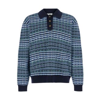 Dr&ocirc;le de Monsieur Homme, Tops, Bleu, Taille: M Pull Col Polo Ray&eacute;