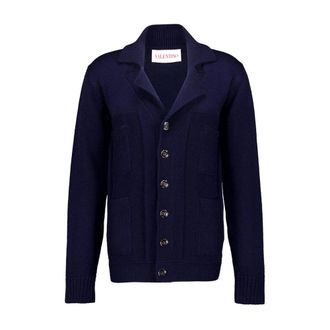 Valentino Garavani Homme, Pulls, Bleu, Taille: 2XL Cardigan ample en laine et coton