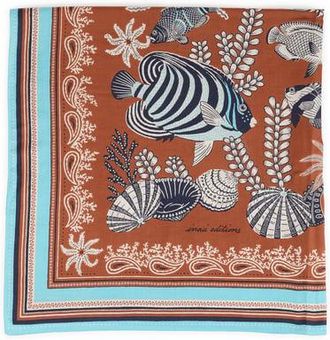 Inou&iuml; Editions Foulard carr&eacute; Neptune en coton et soie