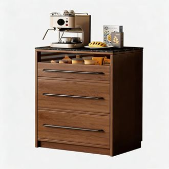 Generic Sideboard mit Mehreren Schubladen und Stauf&auml;chern, mit Einer Arbeitsplatte aus Stein, das als integrierte Einheit for die Essenszubereitung und die Au