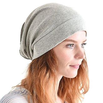 Charm by Casualbox Bonnet Slouch en 100% Coton Bio, Chapeau Homme Bouffant & Turban Chimio Femme, Slouchy Beanie Cap en Mode Hipster Gris Clair