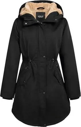 Orolay Blousons Coupe-vent Printemps Manteau Chaud Mi-long Dextérieur pour Femme Le Noir XXL