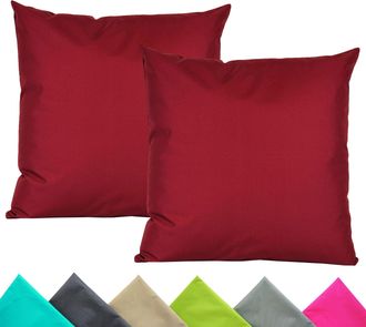 JACK 2er Set 40x40cm Outdoor Kissenhülle Kissenbezug Wasserfest Sitzkissen Lounge Kissen Garten Stuhl Lotus Effekt, Farbe:Burgund