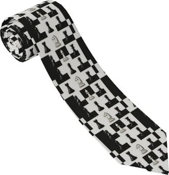 Generic Cravate Jeu D&Eacute;checs Imprim&eacute; En Noir Et Blanc Tendance Men Tie R&eacute;glable Cravate DAffaires Pour Affaires F&ecirc;te &Eacute;v&eacute;nements