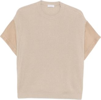 Brunello Cucinelli Femme, Pulls, Beige, Taille: 38 FR T-Shirt en coton