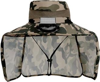 Generico Chapeau avec ventilateur &agrave; &eacute;nergie solaire - chapeau &agrave; large bord avec ventilateur USB respirant &agrave; &eacute;nergie solaire et parasol, pour randonn&eacute;e, journ&eacute;e
