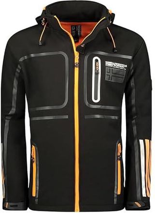 Geographical Norway Romano Men - Veste Softshell Homme Impermeable à Capuche - Manteau Outdoor Blouson Coupe Vent Tactique Resistant - Randonnee Ski Automne Hiver Printem