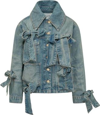 Ganni Femme, Vestes, Bleu, Taille: 38 FR Veste en jean rigide l&eacute;g&egrave;re