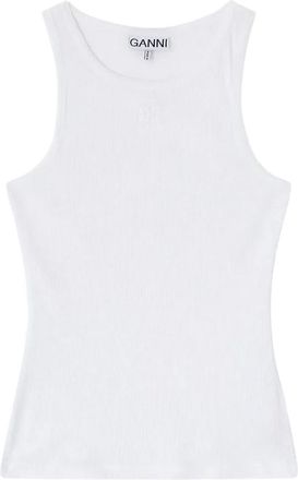 Ganni Femme, Tops, Blanc, Taille: 44 FR D&eacute;bardeur c&ocirc;tel&eacute; en coton doux