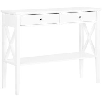 Beliani Beliani - Table console blanche en MDF avec 2 tiroirs - Dimensions 100x35x80cm - Style moderne pour int&eacute;rieur scandinave ou classique
