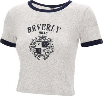 Sporty & Rich Femme, Tops, Gris, Taille: 36 FR BH Crest Soft Ringer Tee