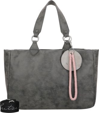 Fritzi Aus Preu&szlig;en Fritzi Izzy Vintage Black Idol Shopper Kunstleder Damen Handtasche Umh&auml;ngetasche Festival City vegan abnehmbares Etui abnehmbare Kordelschnur Vintage-