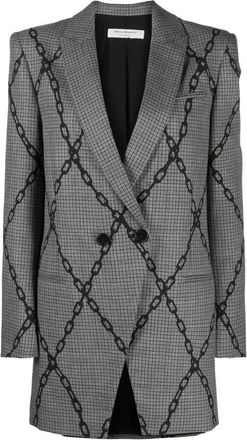 Philosophy di Lorenzo Serafini Femme, Vestes, Gris, Taille: 40 FR Blazer Imprim&eacute; Cha&icirc;ne