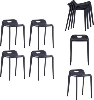 vidaXL Tabourets empilables lot de 4 noir plastique - Tabouret Pliable - Tabouret Bar - Chaise Pliante - Mobilier Extérieur - Meubles De Jardin