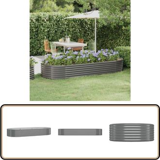 vidaXL Vidaxl - Lit surélevé de jardin Acier enduit de poudre 249x100x36cm gris - Jardiniere Exterieur - Bac a Fleurs - Plante Grimpante - Decoration Jardin