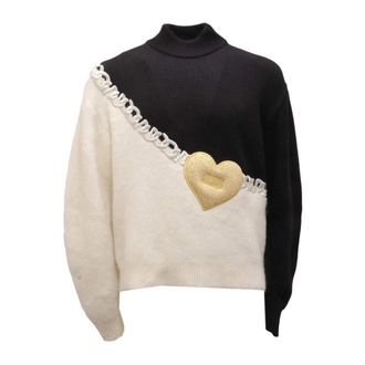 GCDS Schwarz/Wei&szlig;/Gold Rollkragenpullover Fw22 - - Knitwear - Herren - Schwarzk - S