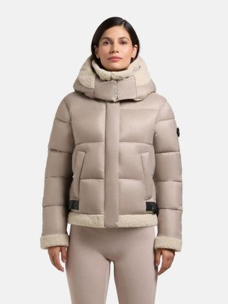 Khujo Winterjacke Nessie2 Gef&uuml;tterte Steppjacke mit Pl&uuml;schdetails und Kapuze