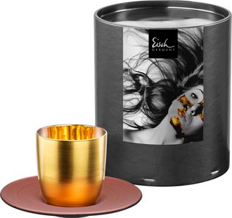 Eisch Cosmo Espressobecher mit Untersetzer Gold-Kupfer 109/6 in Geschenkr&ouml;hre