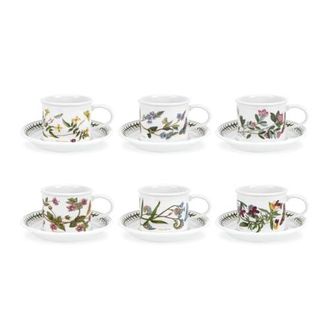 Portmeirion Botanic Garden Drum Shape Teacup, 0.2L, Set of 6 - various motifs