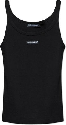 Dolce & Gabbana Femme, Tops, Noir, Taille: 36 FR Ribbed Logo Top