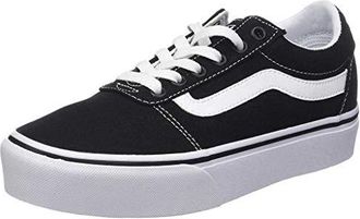 Vans Ward Platform, Sneaker Basse Femme, Noir Canvas Black/White, 34.5 EU