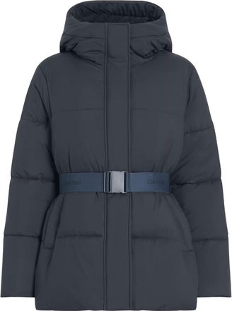 Calvin Klein Damen Pufferjacke Logo Belt Short Puffer mit Gürtel, Blau (Ink), M