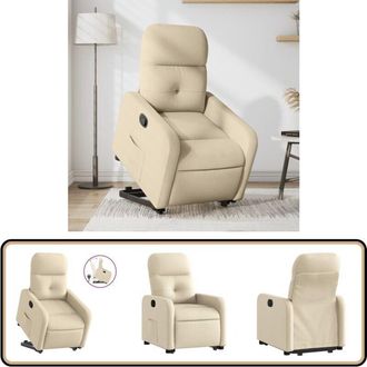 vidaXL Relaxsessel mit Aufstehhilfe Creme Stoff - Relaxsessel - Fernsehsessel - TV-Sessel - Aufstehhilfe - Elektrischer Lift