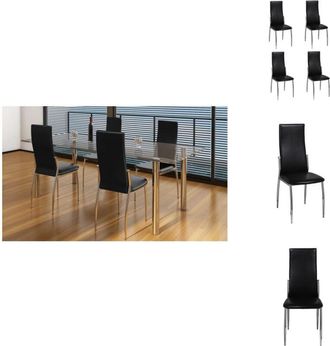 vidaXL Chaises à manger lot de 4 noir similicuir - Chaise De Salle À Manger - Chaise Moderne - Chaise Confortable - Chaise Noire - Set De Chaises