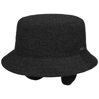 Stetson Chapeau avec Oreillettes Midval Bucket Femme/Homme - pour Femme Homme en Tissu Doublure, Bandeau Cuir Hiver Automne-Hiver - M (56-57 cm) Anthracite
